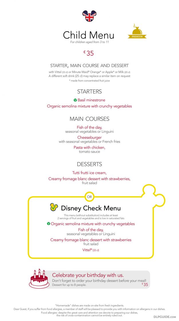 Café Mickey menu — DLP Guide • Disneyland Paris Restaurants, Dining ...