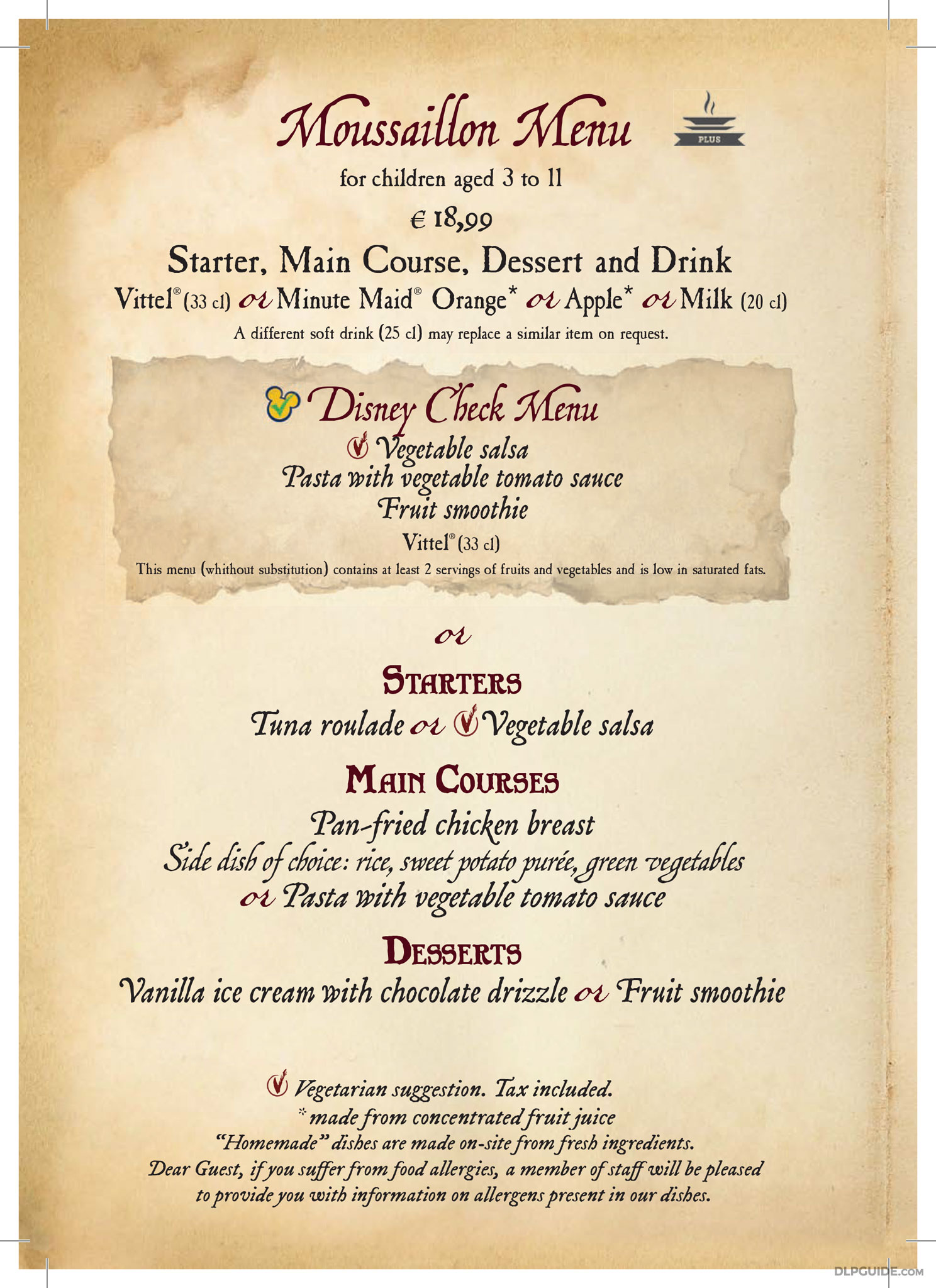 Captain Jack's - Restaurant des Pirates menu — DLP Guide • Disneyland ...