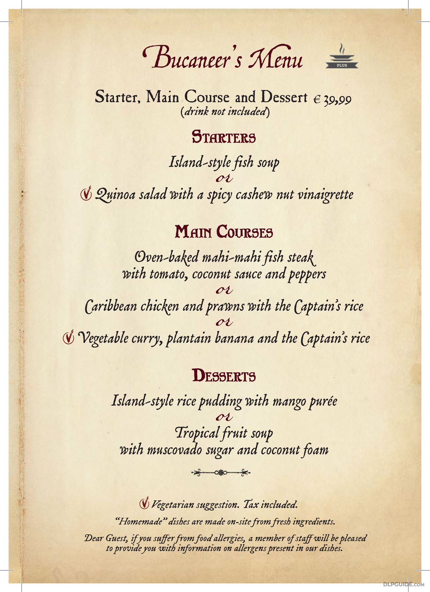 Captain Jack's - Restaurant des Pirates menu — DLP Guide • Disneyland ...